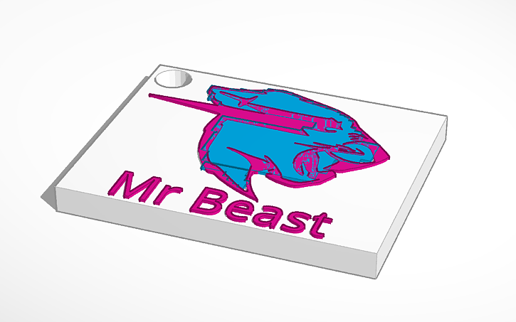3D design Mr Beast Keychain - Tinkercad