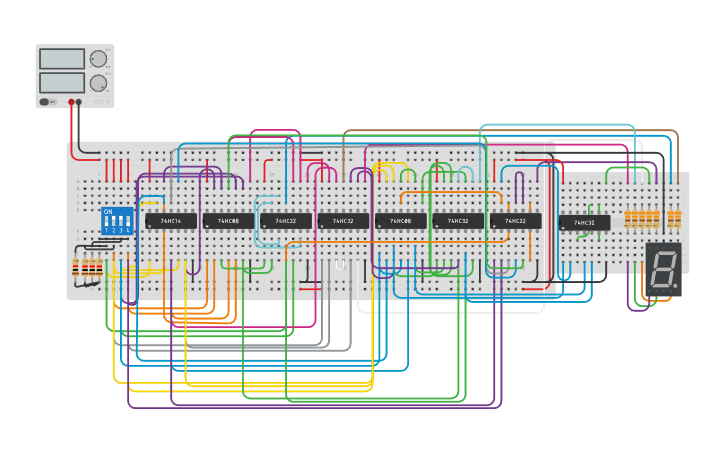 Circuit design 7-Segment Display Decoder - Tinkercad