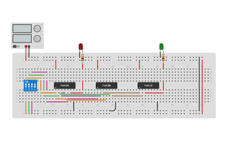 Circuit design Full Adder using Basic Gates | Tinkercad