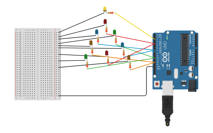 Circuit design árvore de natal - Tinkercad
