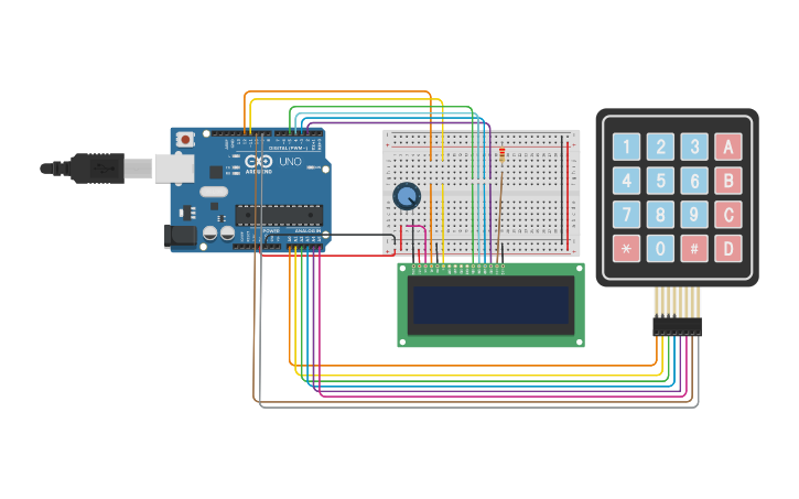 Circuit Design Password Detection Using Keypad And Lcd Display Tinkercad