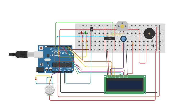 Circuit design Fire-Detection and Suppression System - Tinkercad