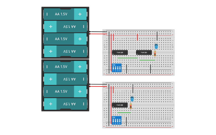 Circuit design a x b invertido ou nand - Tinkercad