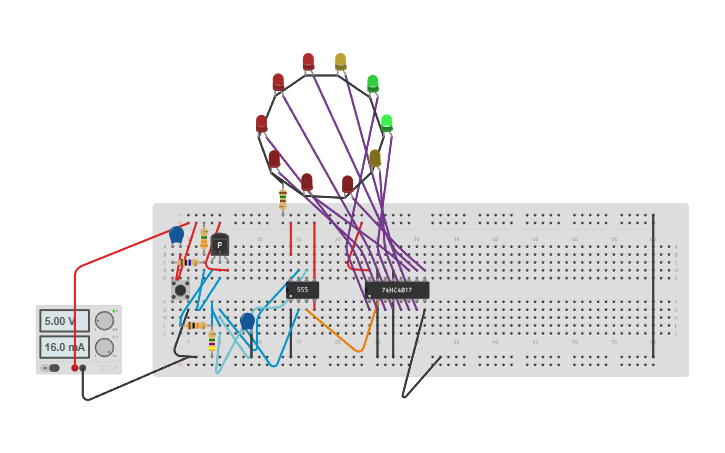 Circuit design Copy of Roulette game circuit - Tinkercad