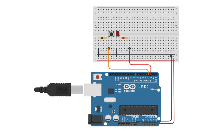 Circuit design Elektronik Calisma Grubu 1. Hafta Buton ile LED Yakma - Tinkercad