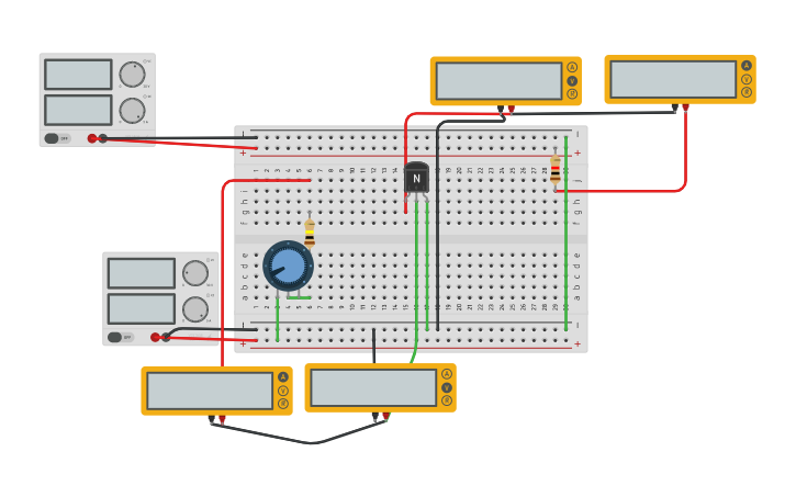 Circuit design Characterstics of npn Transistor | Tinkercad