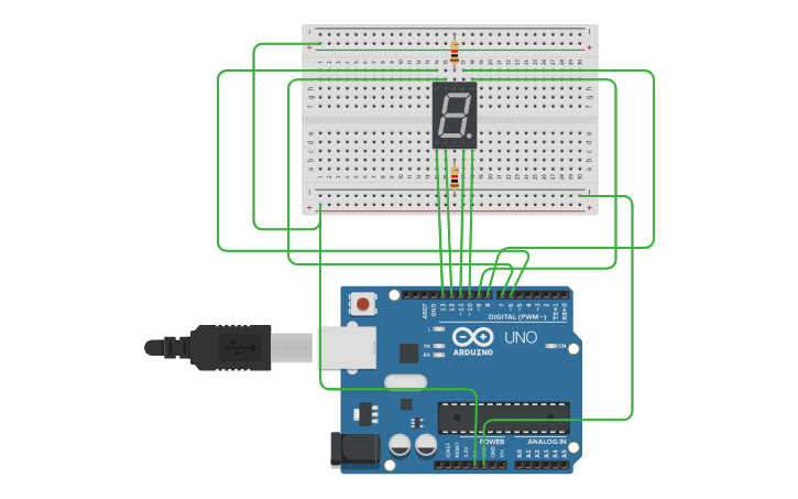 Circuit design E_03_BCD TO 7 SEGMENT DISPLAY | Tinkercad