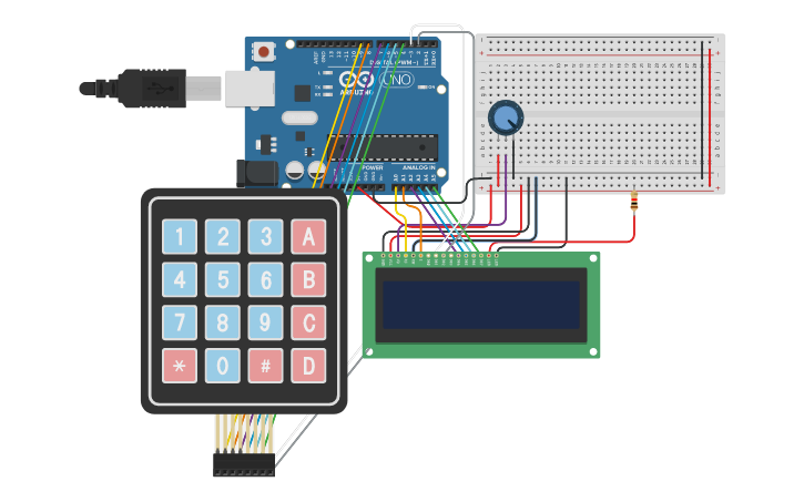 Circuit Design Lcd 16x2 And Keypad 4x4 By Arkacaraka Tinkercad