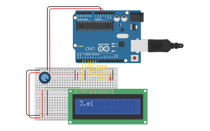 Circuit design LV LCD Display(16x2)-Primjer 1. | Tinkercad