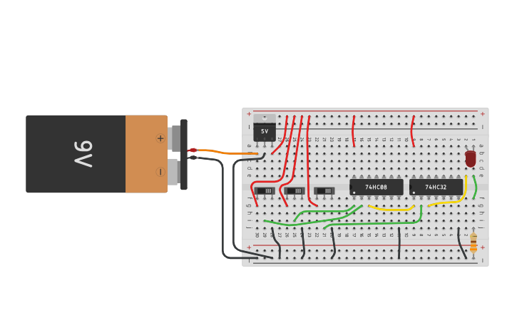 Circuit design Simple Logic Circuit F=AB+C - Tinkercad