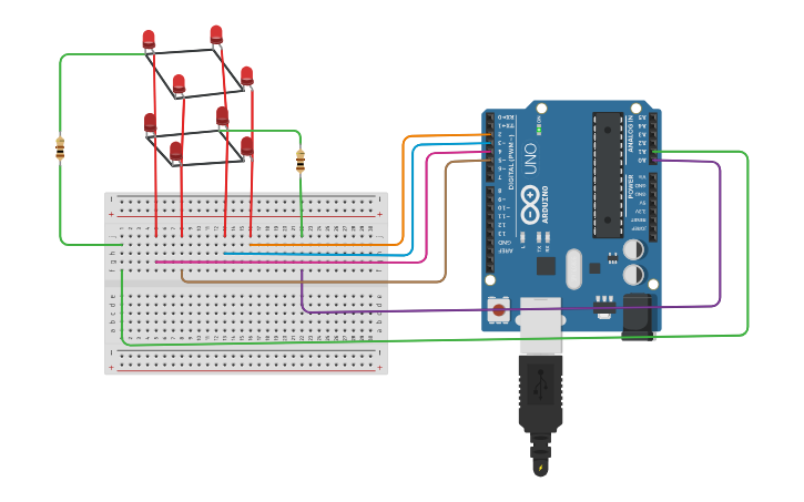 Circuit Design Led Cube 2x2x2 Tinkercad