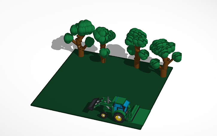 3D design Tractor mowing an orchard. - Tinkercad
