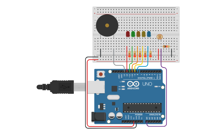 Circuit design Light Level Sensor - Tinkercad