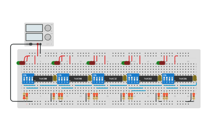 Circuit design Compuertas NAND, AND, OR, NOR Y EXOR - Tinkercad