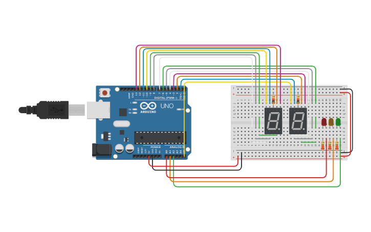 Circuit design 7-Segment Display - Tinkercad