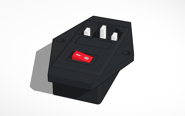 3D design Power socket+switch - Tinkercad