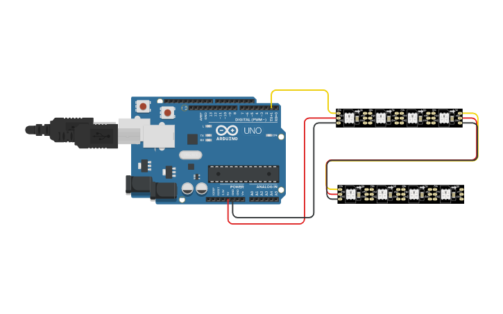 Circuit design 2 tiras de led - Tinkercad
