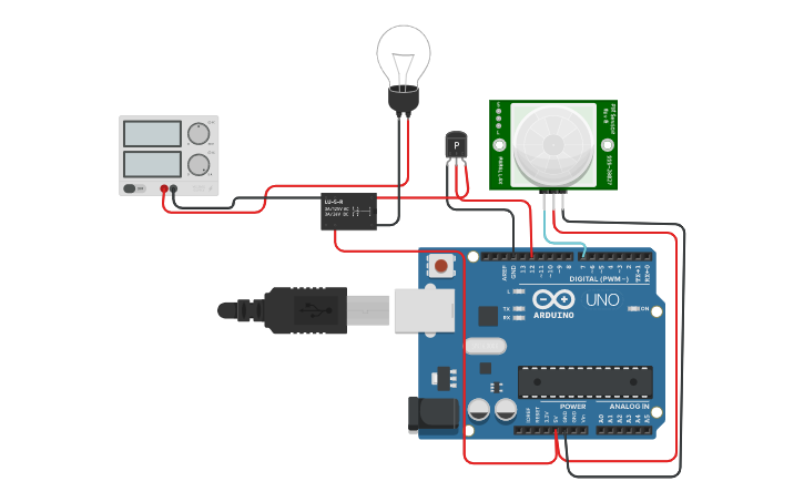Circuit design Luces automaticas - Tinkercad