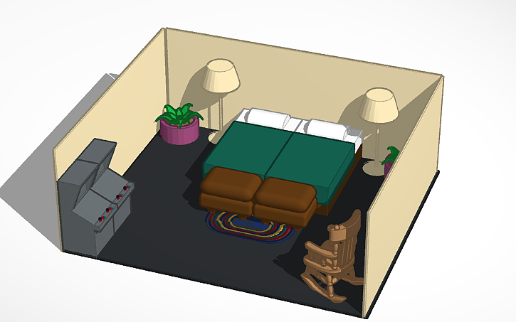 3D design Nice modern bedroom - Tinkercad