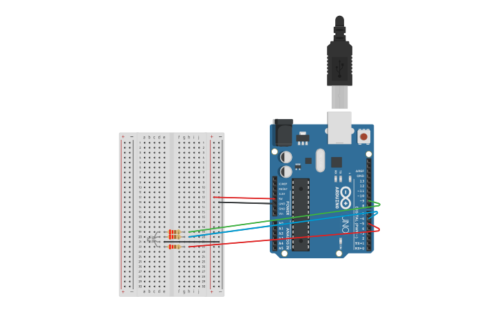 Circuit design LED RGB - Tinkercad