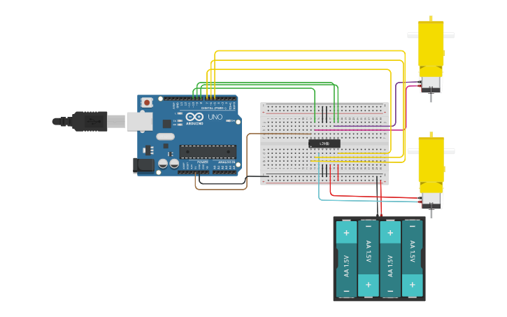 Circuit design Montaje y programación de motores | Tinkercad