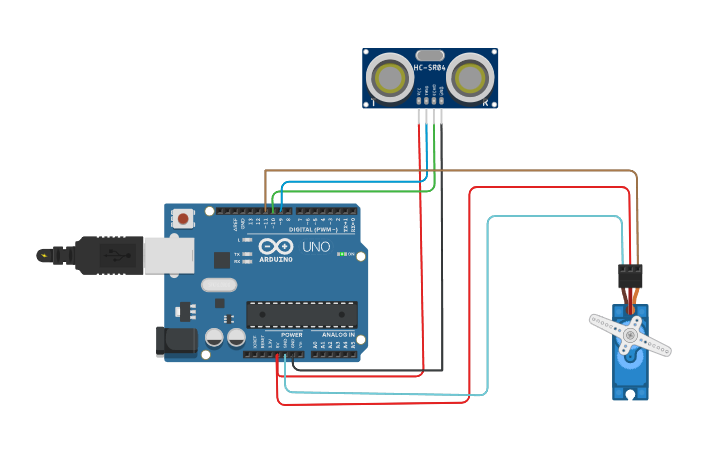 Circuit design Arduino based 360 degree Radar System - Tinkercad