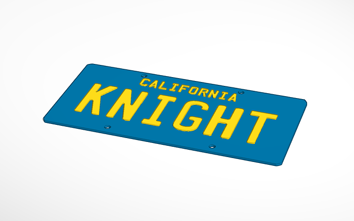 3D design Knight Rider license plate - Tinkercad
