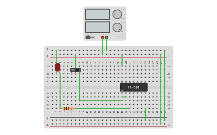 Circuit design NOT gate using NAND | Tinkercad