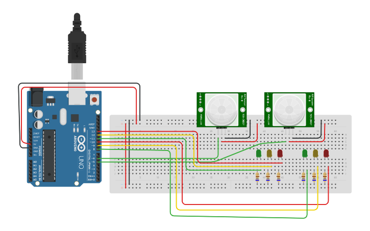 Circuit design Semaforo inteligente - Tinkercad