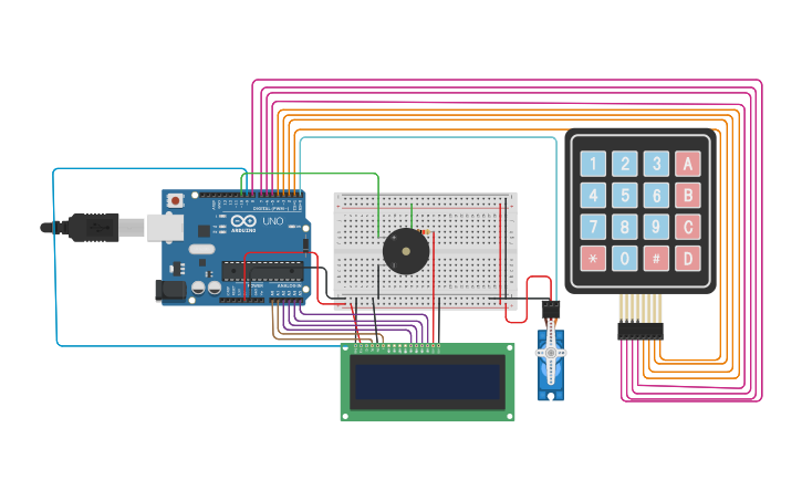 Circuit Design Password Door Lock Tinkercad