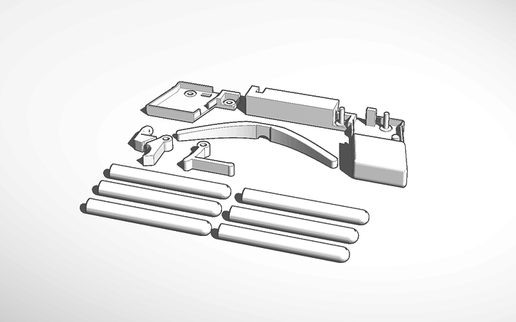 3D design Crossbow w/ 6 "Arrows" - Tinkercad
