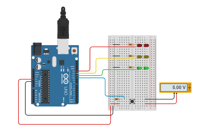 Circuit design Traffic Light - Tinkercad