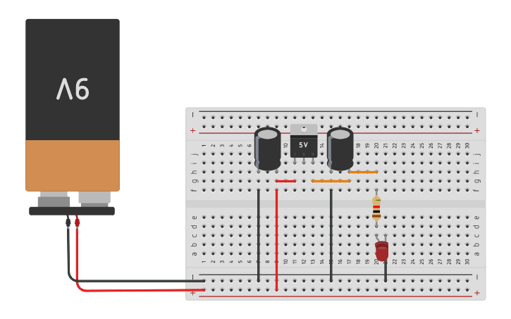 Circuit design 5V regulated power supply - Tinkercad