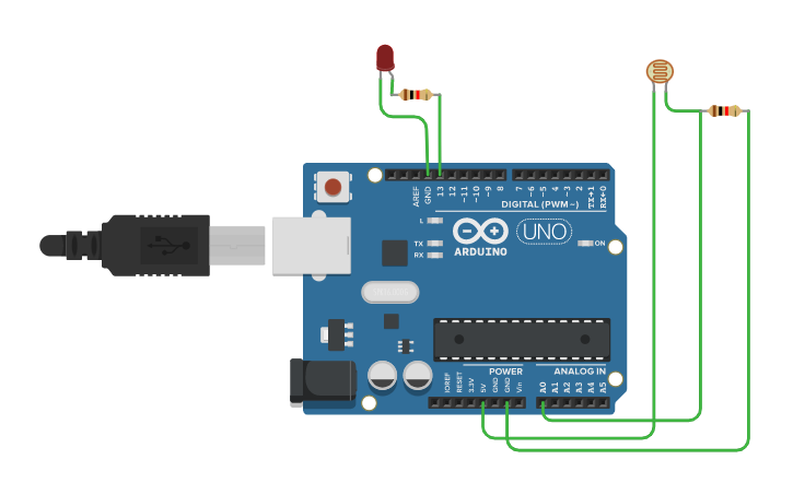 Circuit design Photo Resistor - Tinkercad