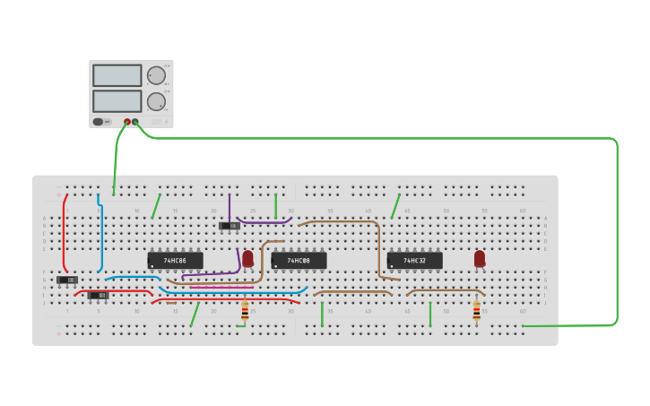 Circuit design FULL ADDER USING BASIC GATES - Tinkercad