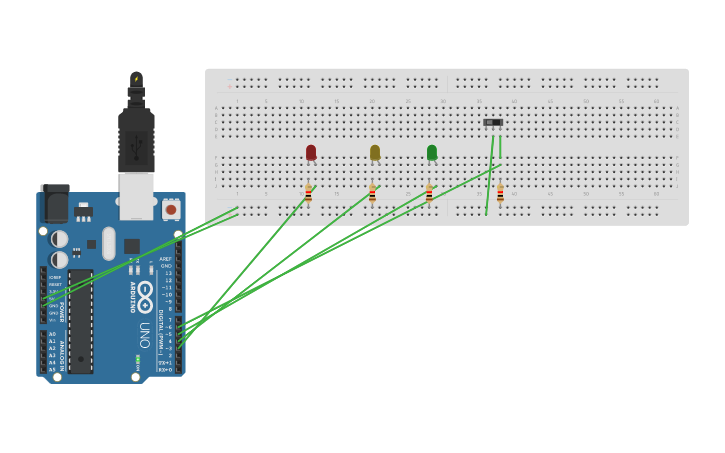 Circuit design Semaforo en arduino - Tinkercad