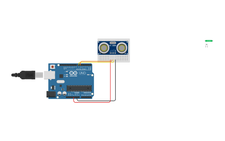 Circuit Design Sensor Ultrasonido Tinkercad