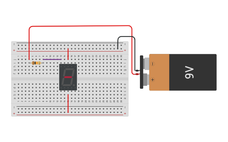 Circuit design 7 segment display - Tinkercad