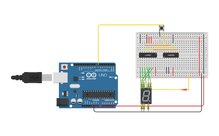 Circuit design 7 segment display - Tinkercad