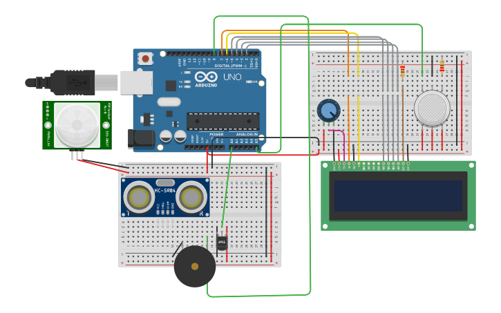Circuit design Draft - Smart Home Security System | Tinkercad