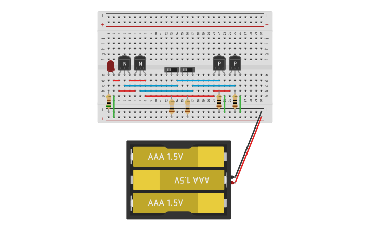 Circuit design XNOR GATE NPN & PNP BJT - Tinkercad