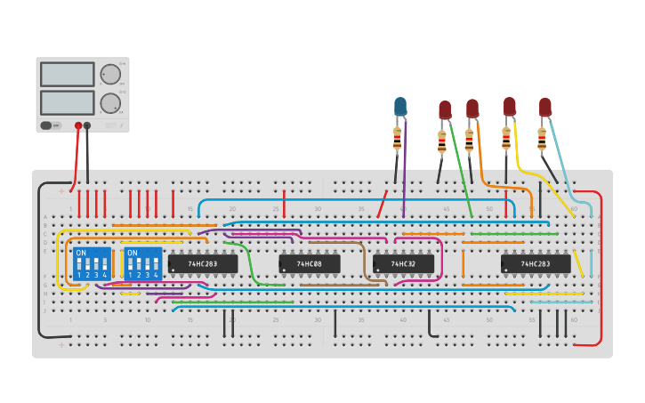 Circuit design 4 Bit BCD Adder - Tinkercad