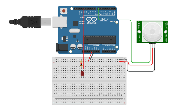 Circuit design SENSOR DE MOVIMIENTO - Tinkercad