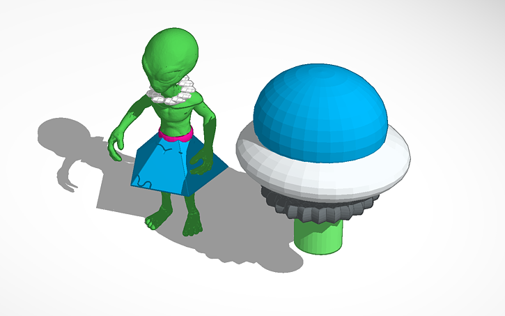 3D design Alien and Spaceship - Tinkercad