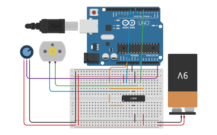 Circuit Design Linear Actuator With Potentiometer Tinkercad