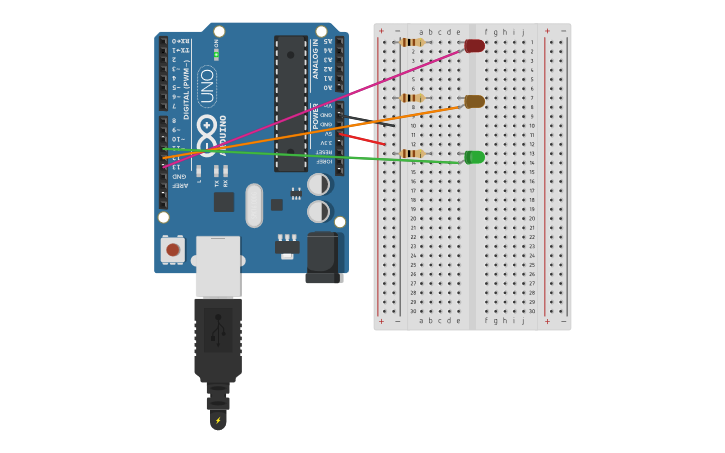 Circuit Design Traffic Lights Arduino Tinkercad