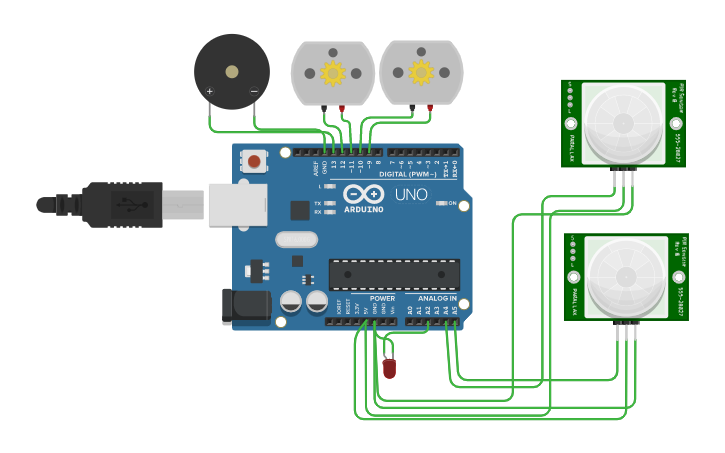 Circuit Design Obstacle Detector Tinkercad