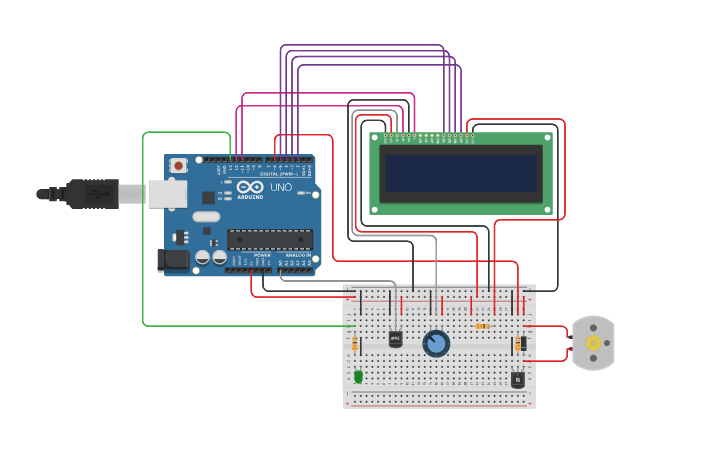 Circuit design II Automatic room temperature control system - Tinkercad