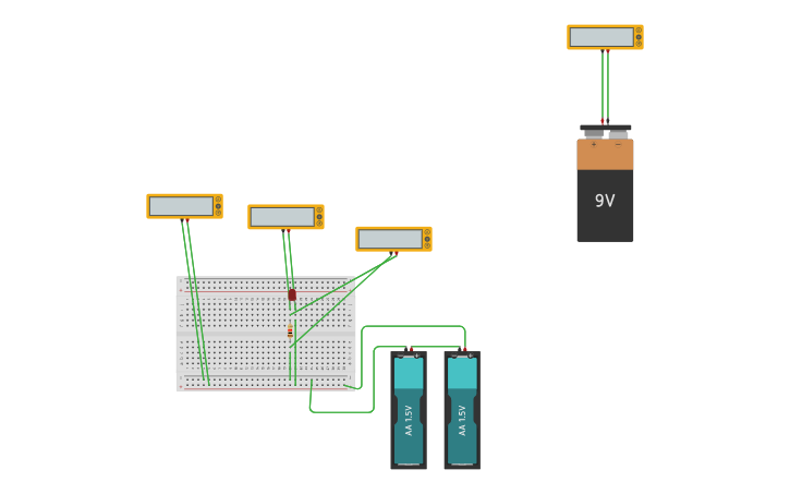 Circuit design 멀티미터 전압측정 - Tinkercad