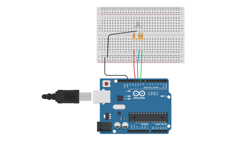 Circuit design Led RGB - Tinkercad